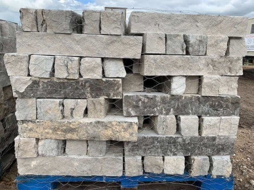 Chopped White Limestone - Stone Landscape Edging - Houston - 77024